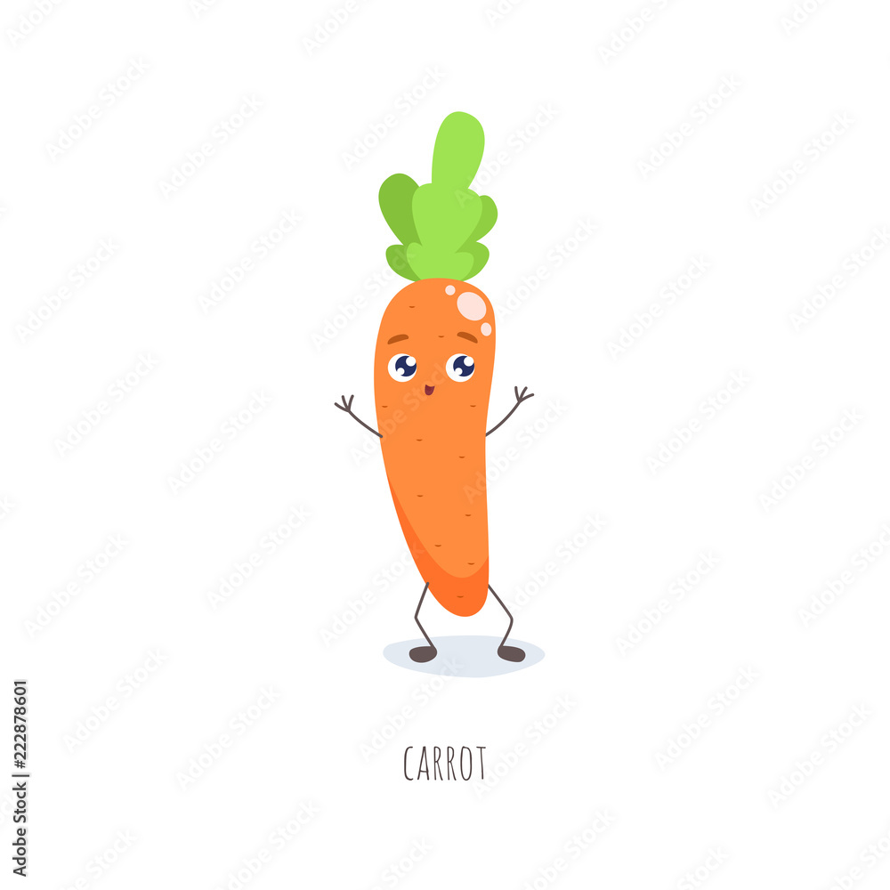 Cute cartoon carrot vector illustration. Stock Vector | Adobe Stock