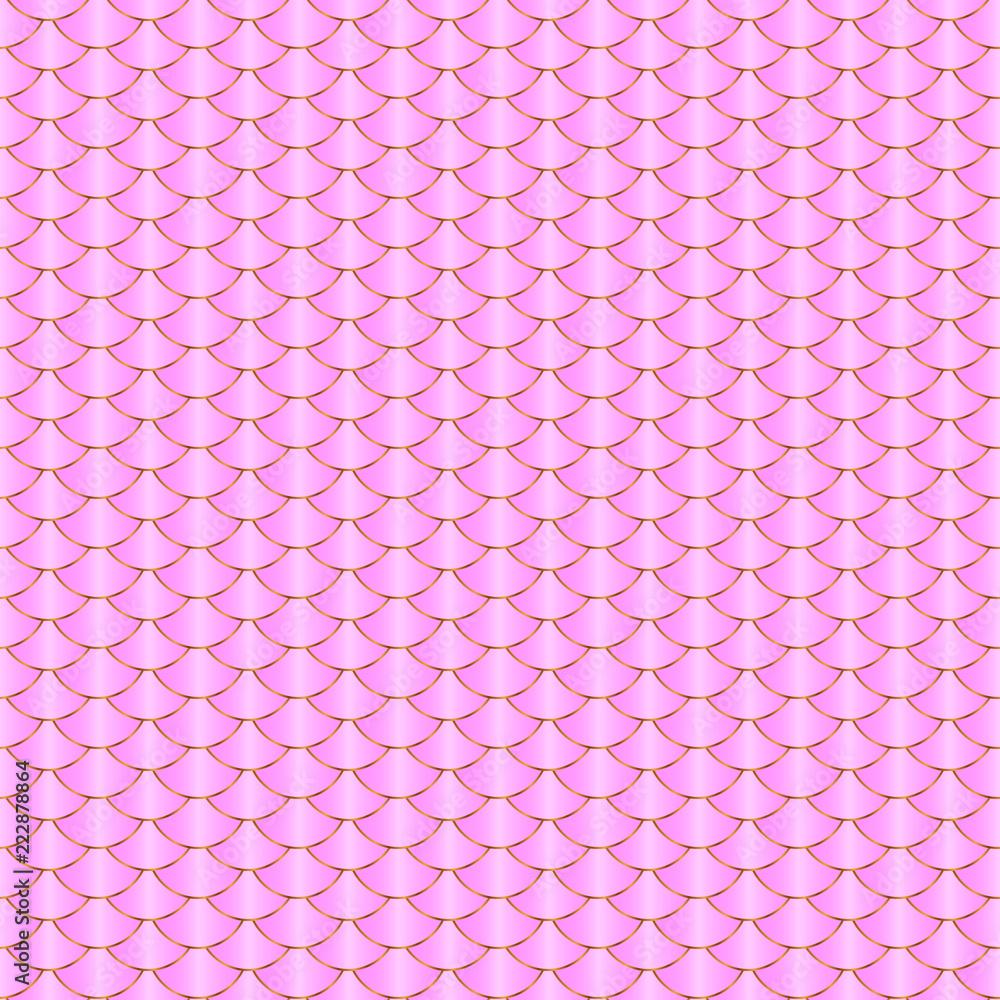 Mermaid seamless pattern. Hot pink and gold fish scale texture ...