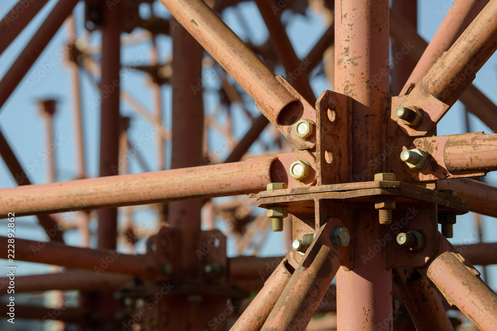 Scaffolding Elements Construction. Metal scaffolding tubes and bars ...