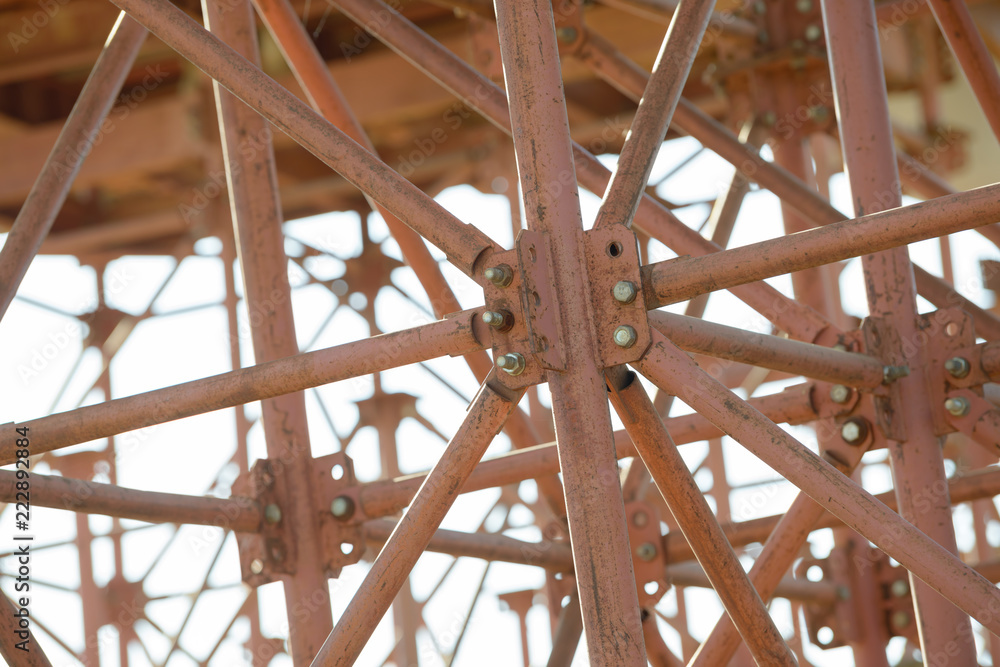 Scaffolding Elements Construction. Metal scaffolding tubes and bars ...