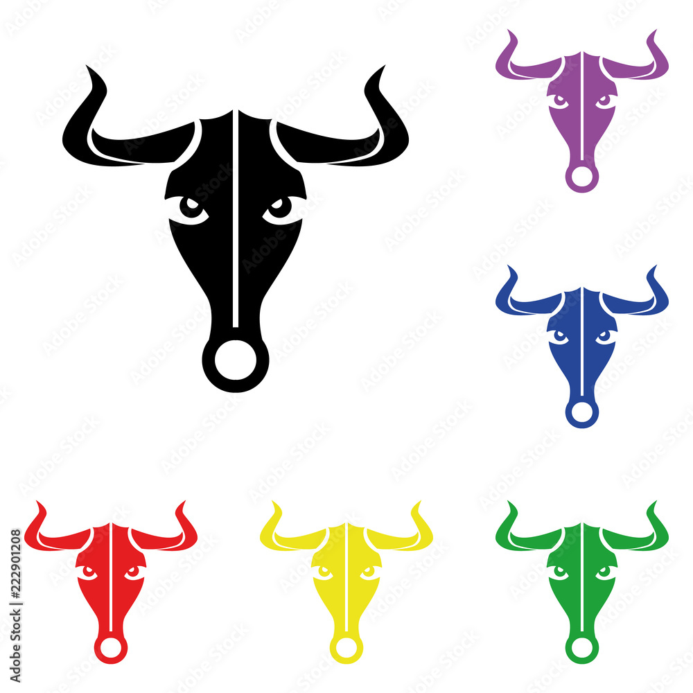 Elements of bull in multi colored icons. Premium quality graphic design ...