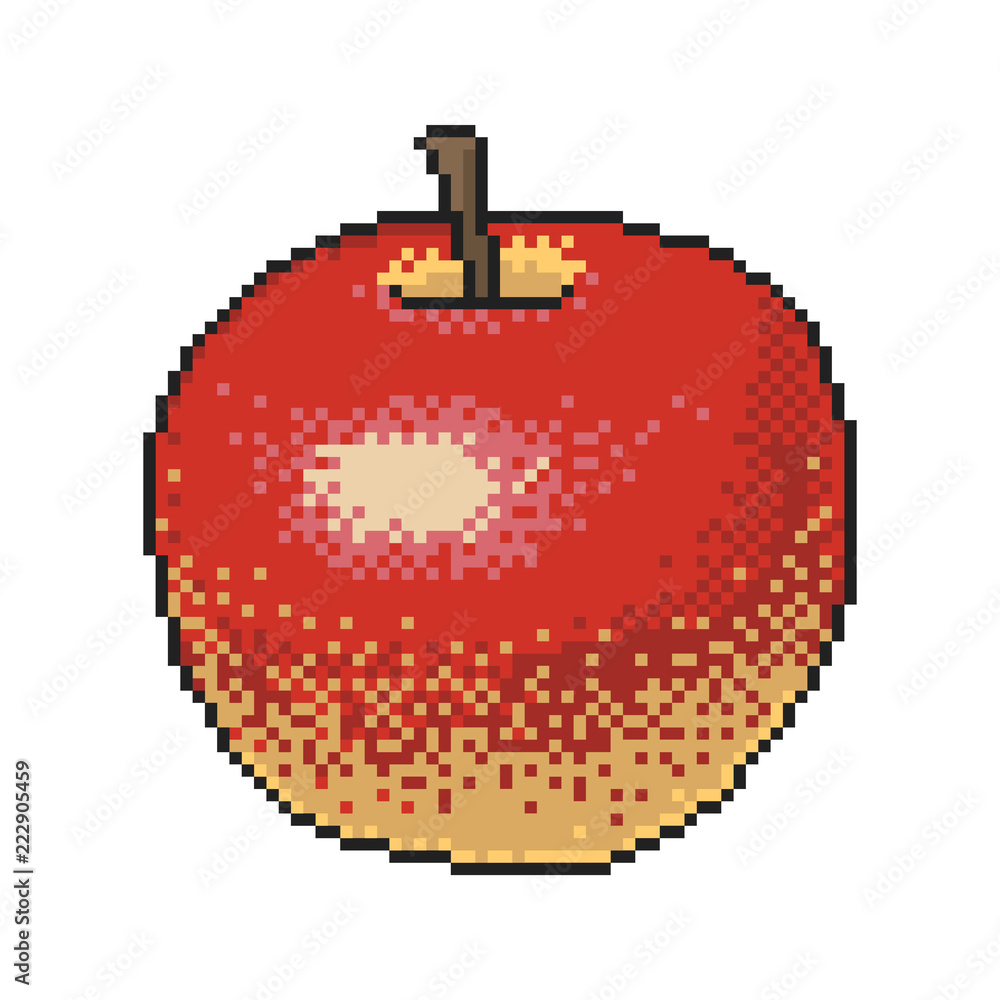 Red apple pixel art on white background. Vector illustration. Stock ...