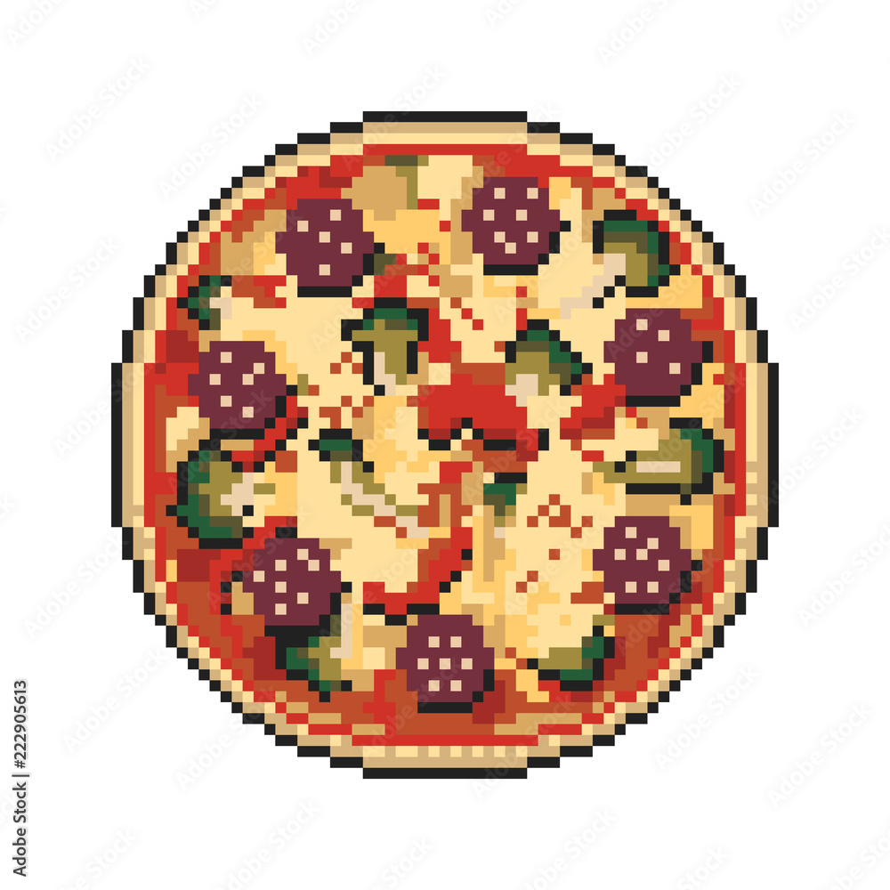 Pizza pixel art on white background. Vector illustration. Stock Vector ...