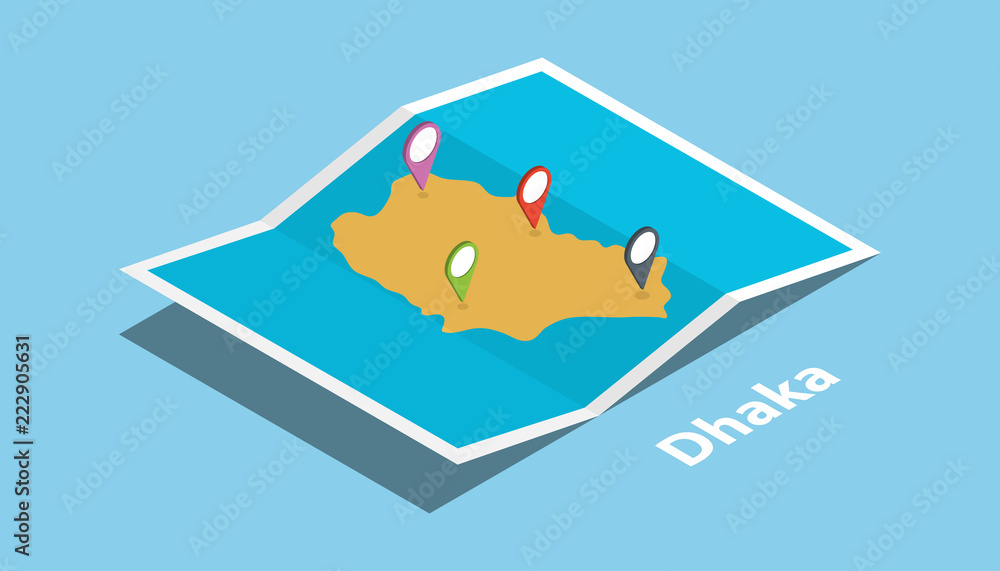 dhaka bangladesh explore maps location with folded map and pin location ...