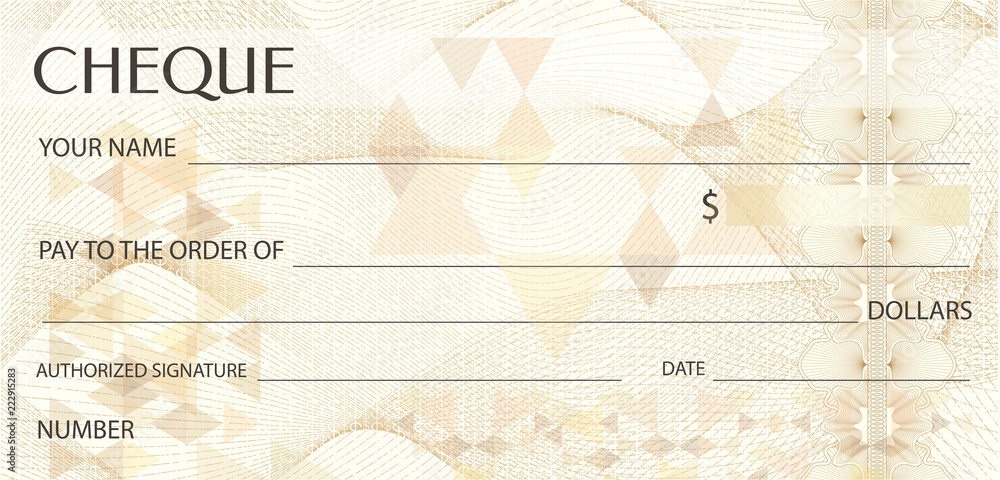 Vetor de Check (cheque), Chequebook template. Guilloche pattern with ...
