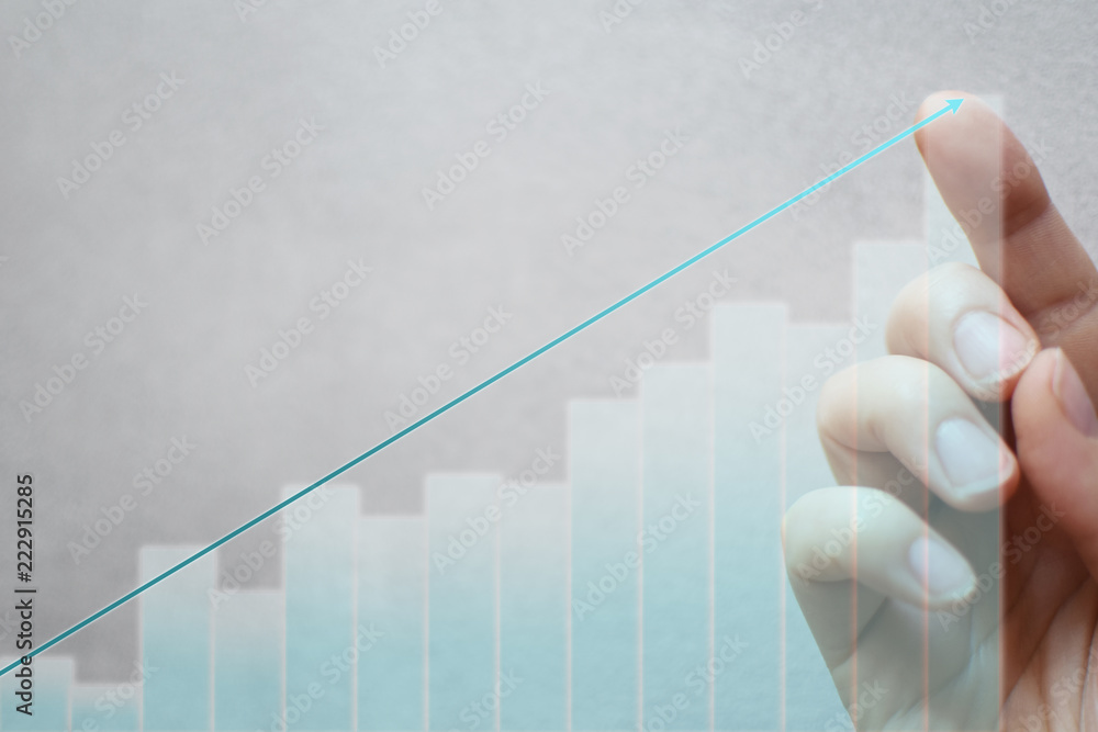 Business development and long term growing up revenue concept. Finger ...