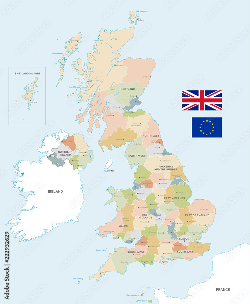 Colorful Vector Map of the UK Stock Vector | Adobe Stock