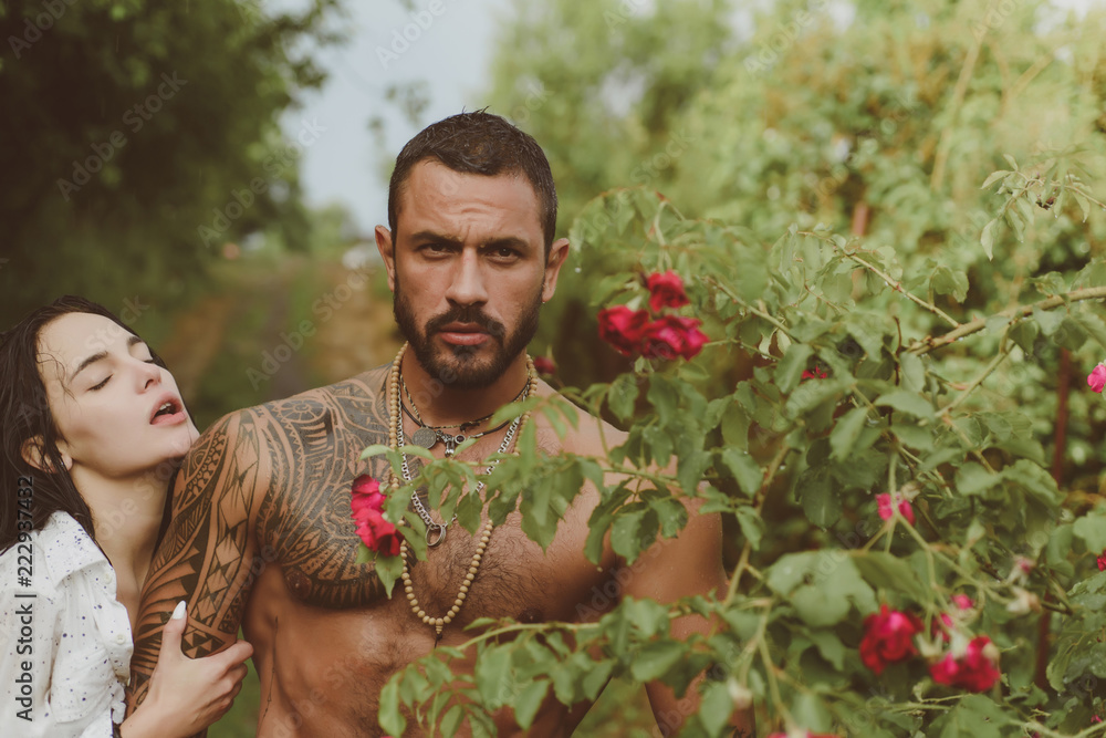 Sensual couple. Sexual problems concept. Passionate lover caressing ...