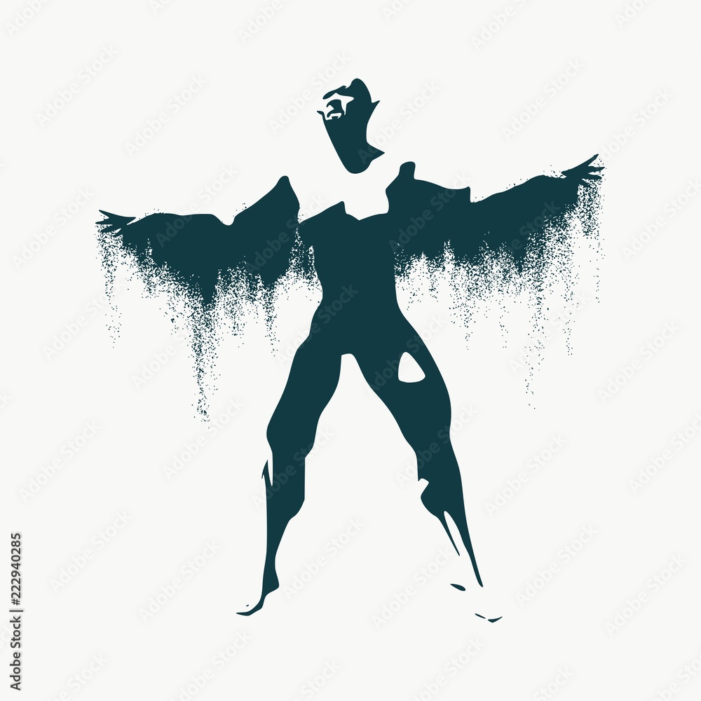 Fantasy orc figure. Evil and ugly creature with trail of particles ...