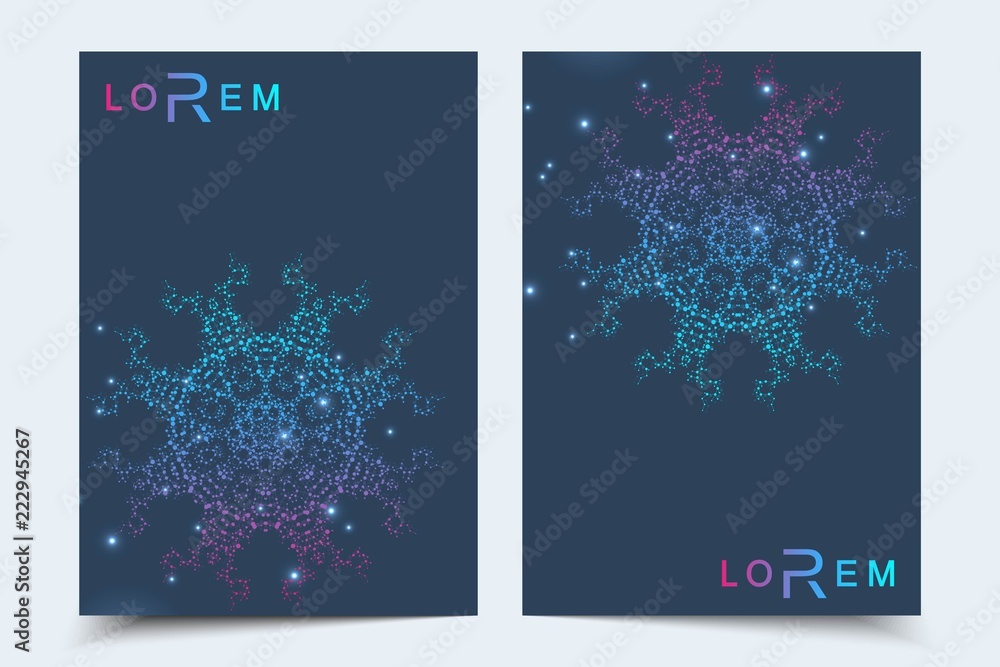 Scientific brochure design template. Vector flyer layout, Molecular ...