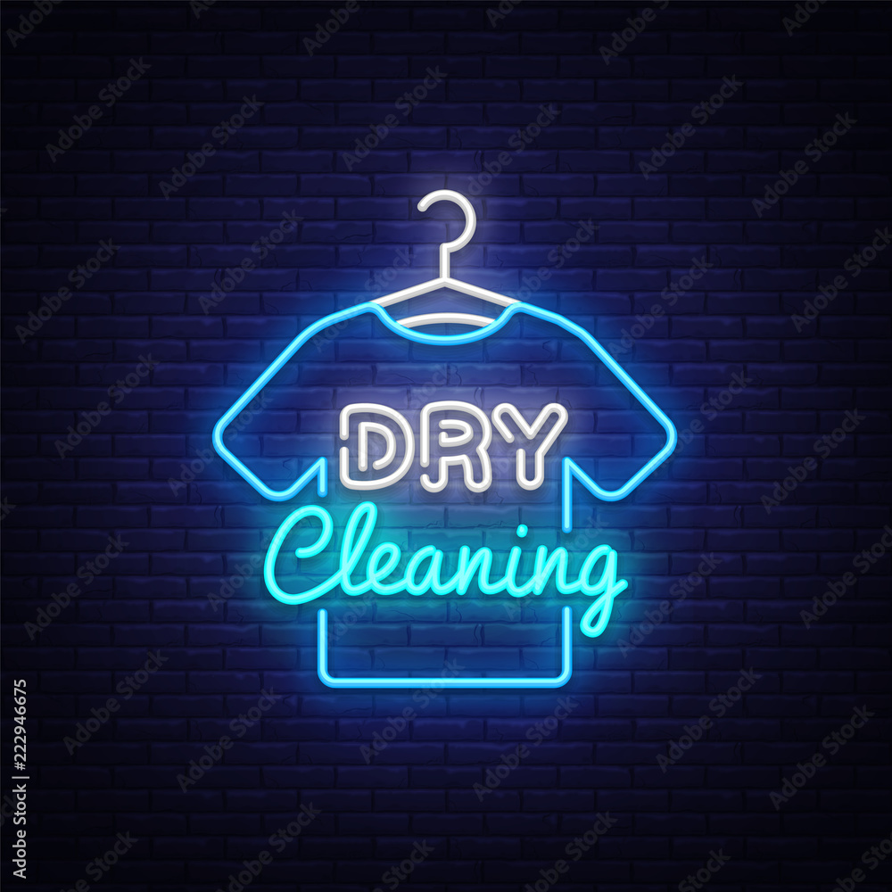 Dry Cleaning neon sign vector. Dry Cleaning Design template neon sign ...