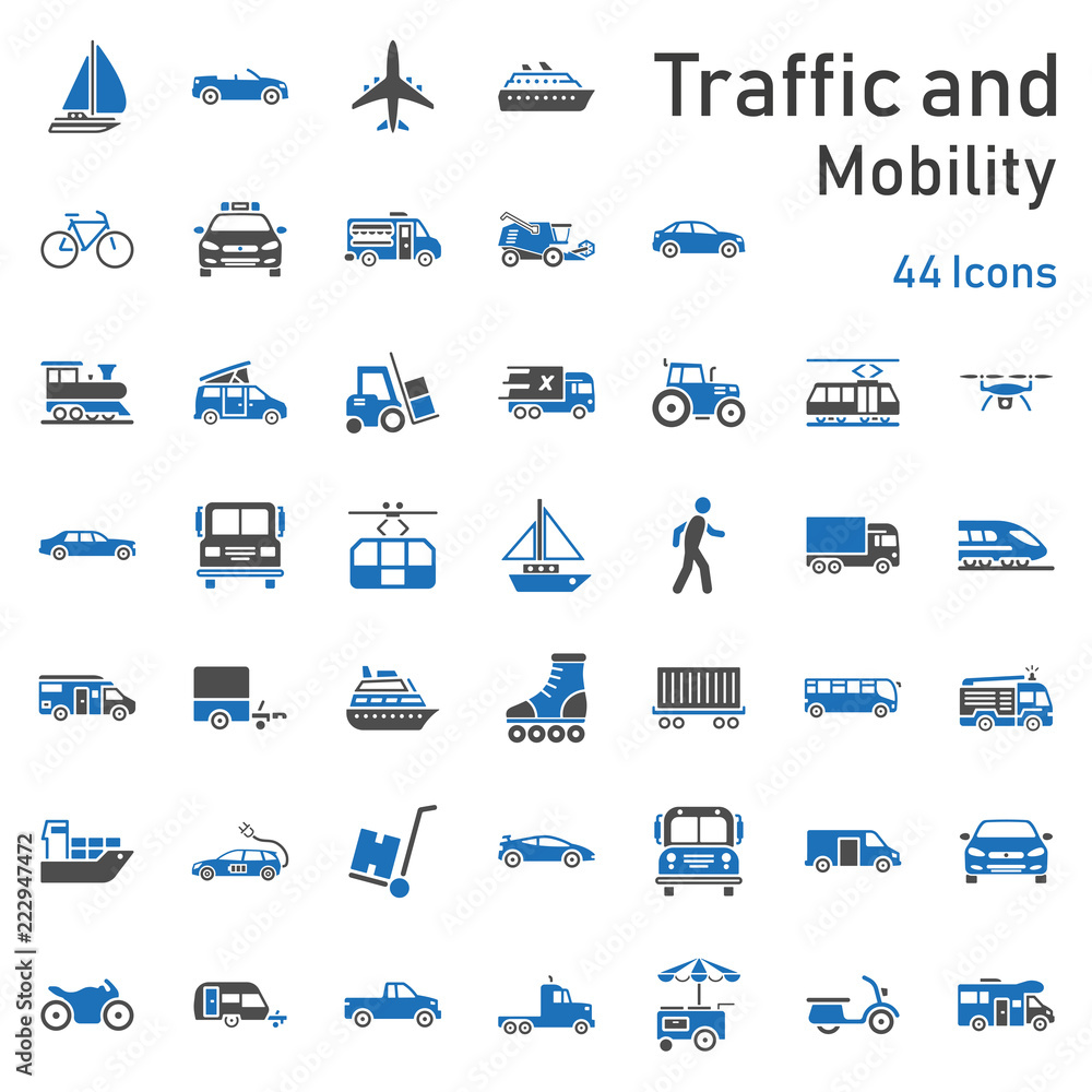 Traffic & Mobility - Iconset Stock Vector | Adobe Stock