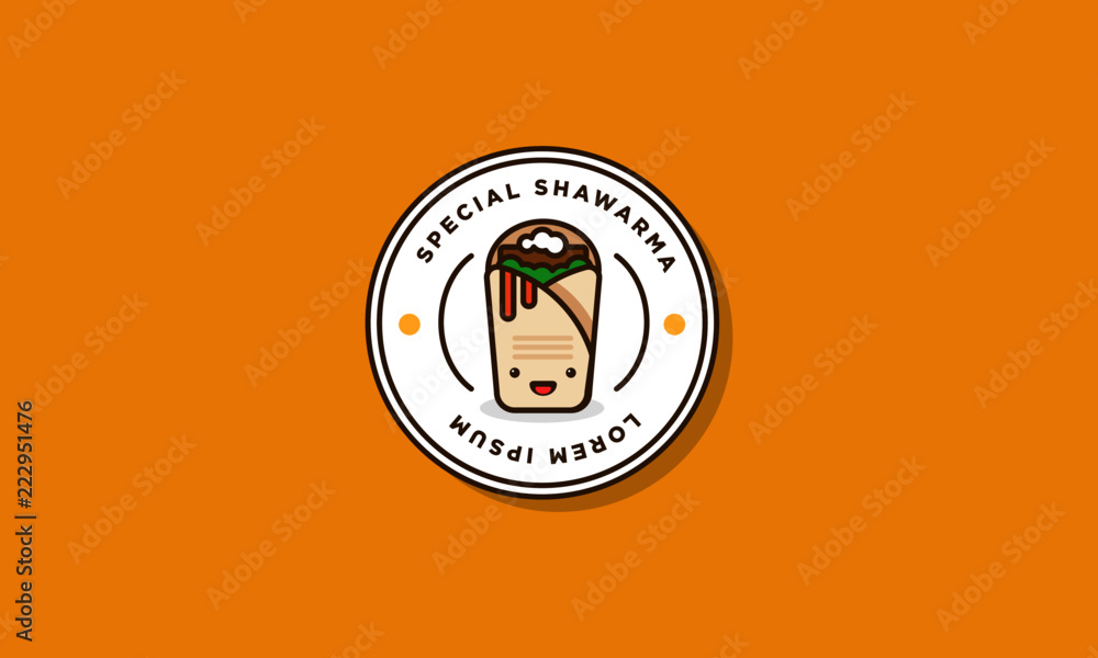 Shawarma Badge and Sticker Vector Illustration in Flat Style Line Art ...