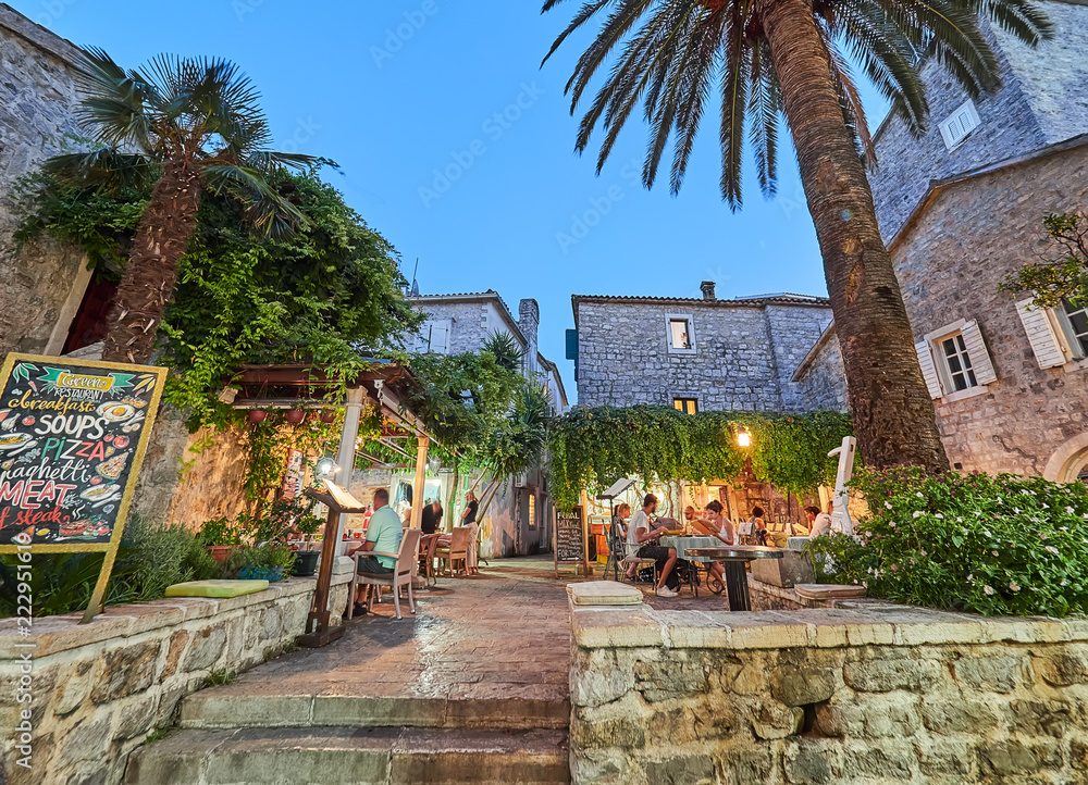 Streets of Budva Old Town Center in Budva, Montenegro Stock Photo ...