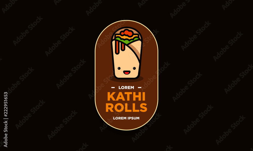 Kathi Badge and Sticker Roll Vector Illustration in Flat Style Line Art ...