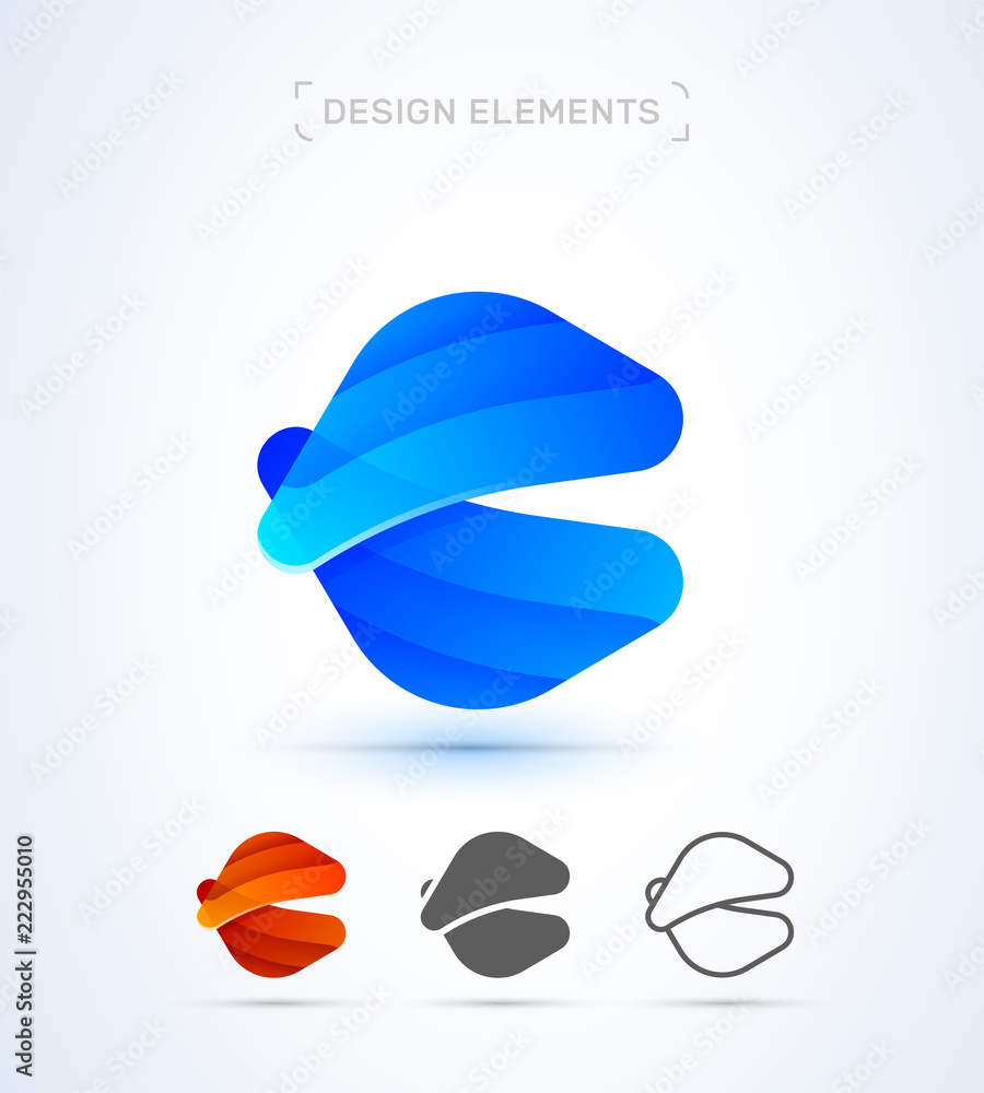 Vector abstract letter C logo design template. Material design, origami ...