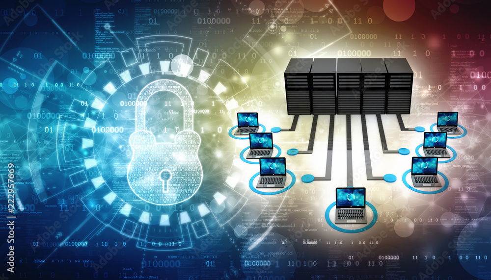 Computer Network, Computer Connected to Server. Global internet ...