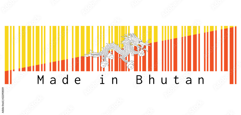 Barcode set the color of Bhutan flag, triangle yellow and orange with ...