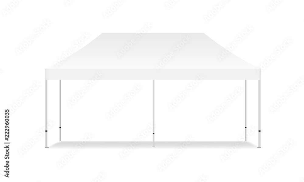 Empty rectangular outdoor canopy tent mockup - front view. Vector ...