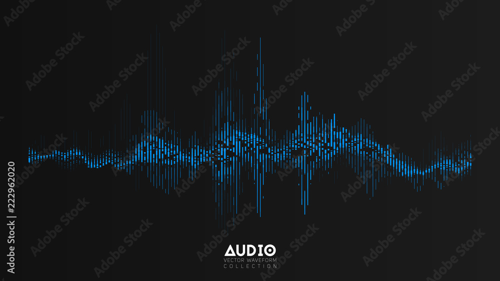 Vector audio wavefrom. Abstract music waves oscillation. Futuristic ...