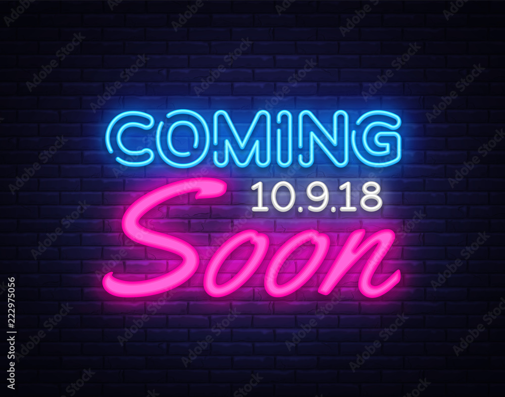 Coming Soon neon sign vector. Coming Soon Design template neon sign ...