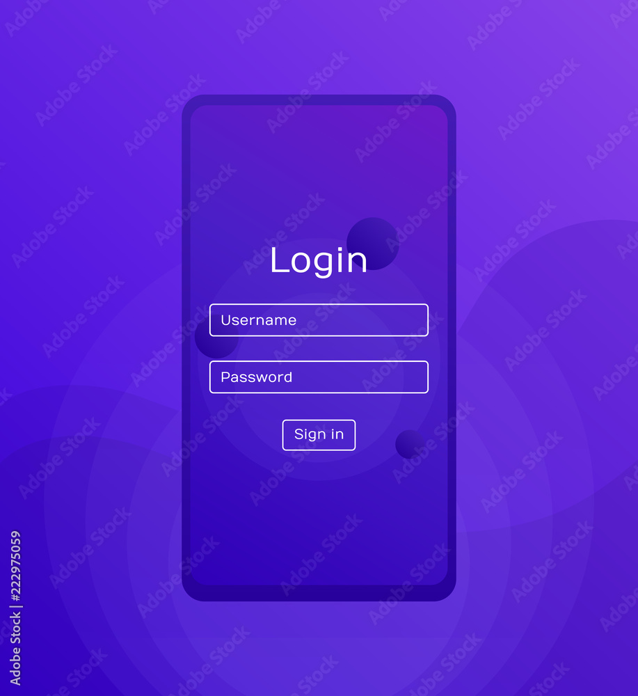 Sign In Screen. Clean Mobile UI Design Concept. Login Application with ...