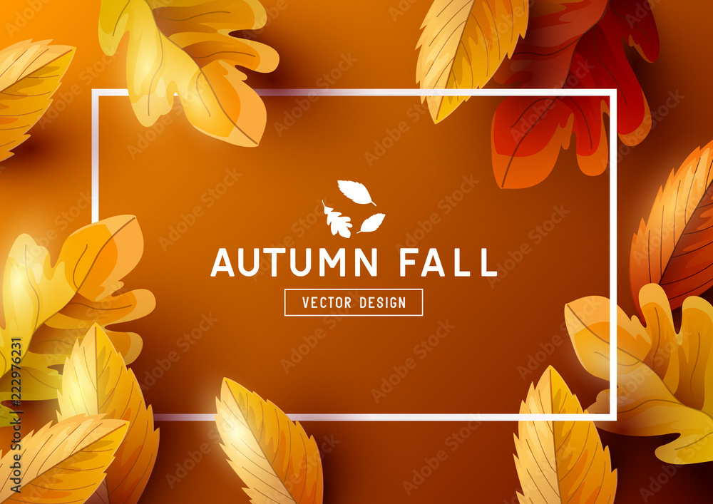 Autumn Frame Background Top View Stock Vector | Adobe Stock