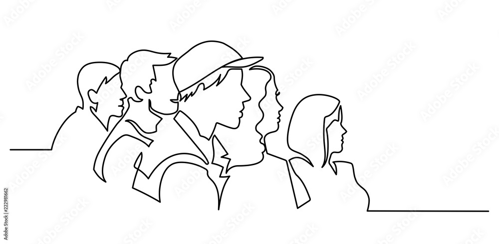 Continuous Line Drawing of Vector illustration character of audience in ...