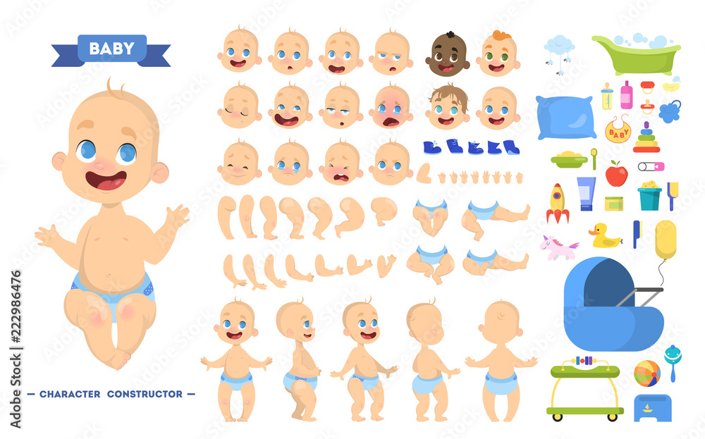 Cute young baby boy character animation set Stock Vector | Adobe Stock