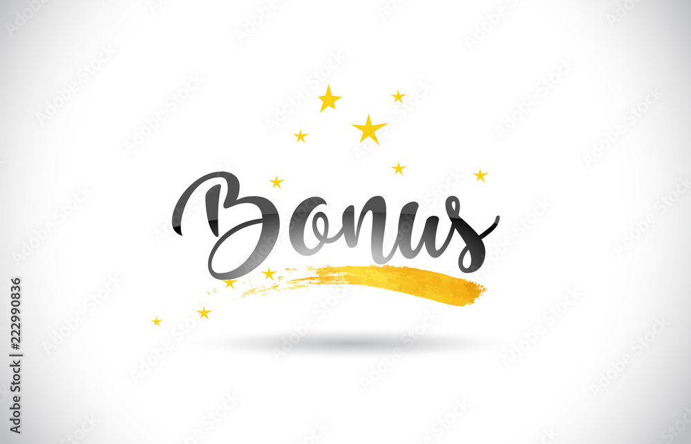Bonus Word Vector Text with Golden Stars Trail and Handwritten Curved ...
