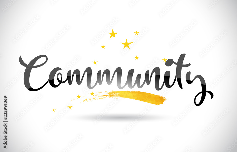 Community Word Vector Text with Golden Stars Trail and Handwritten ...