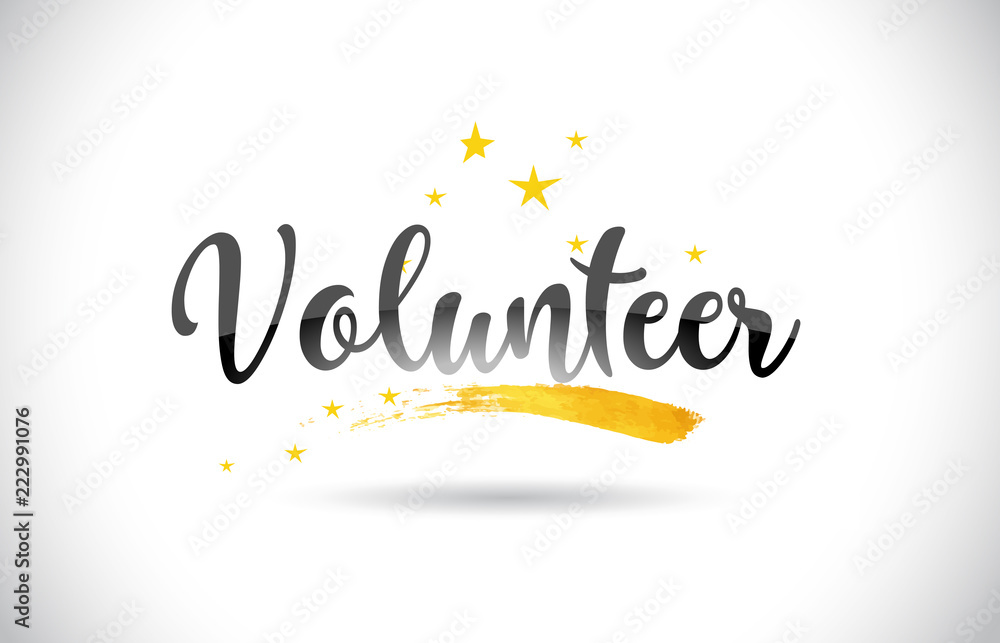 Poster Volunteer Word Vector Text with Golden Stars Trail and ...
