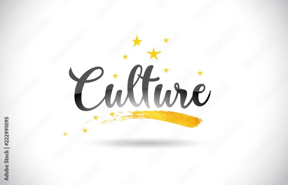 Culture Word Vector Text with Golden Stars Trail and Handwritten Curved ...