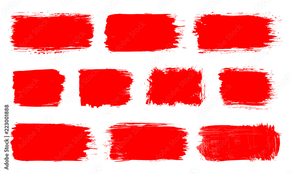 Red paint spot set. Vector red paint, ink vector brush splash, brush ...