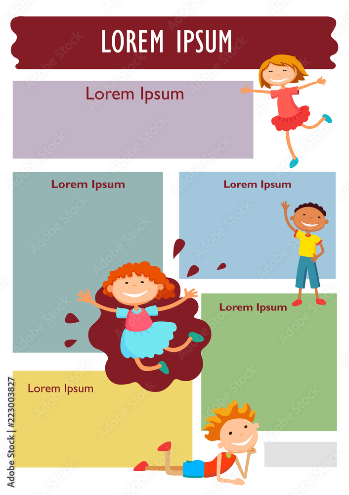 Vector brochure backgrounds with cartoon children. Infographic template ...