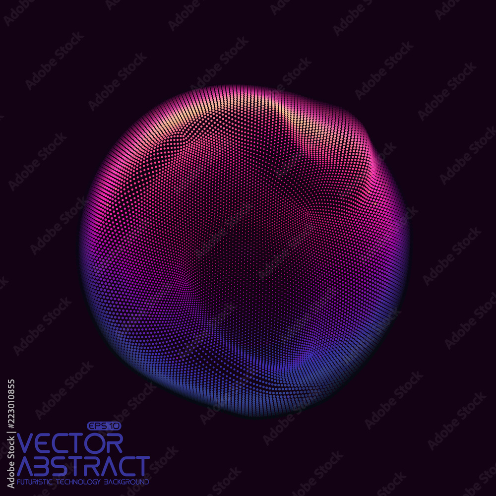 Vector abstract sphere of particles, points array. Futuristic vector ...
