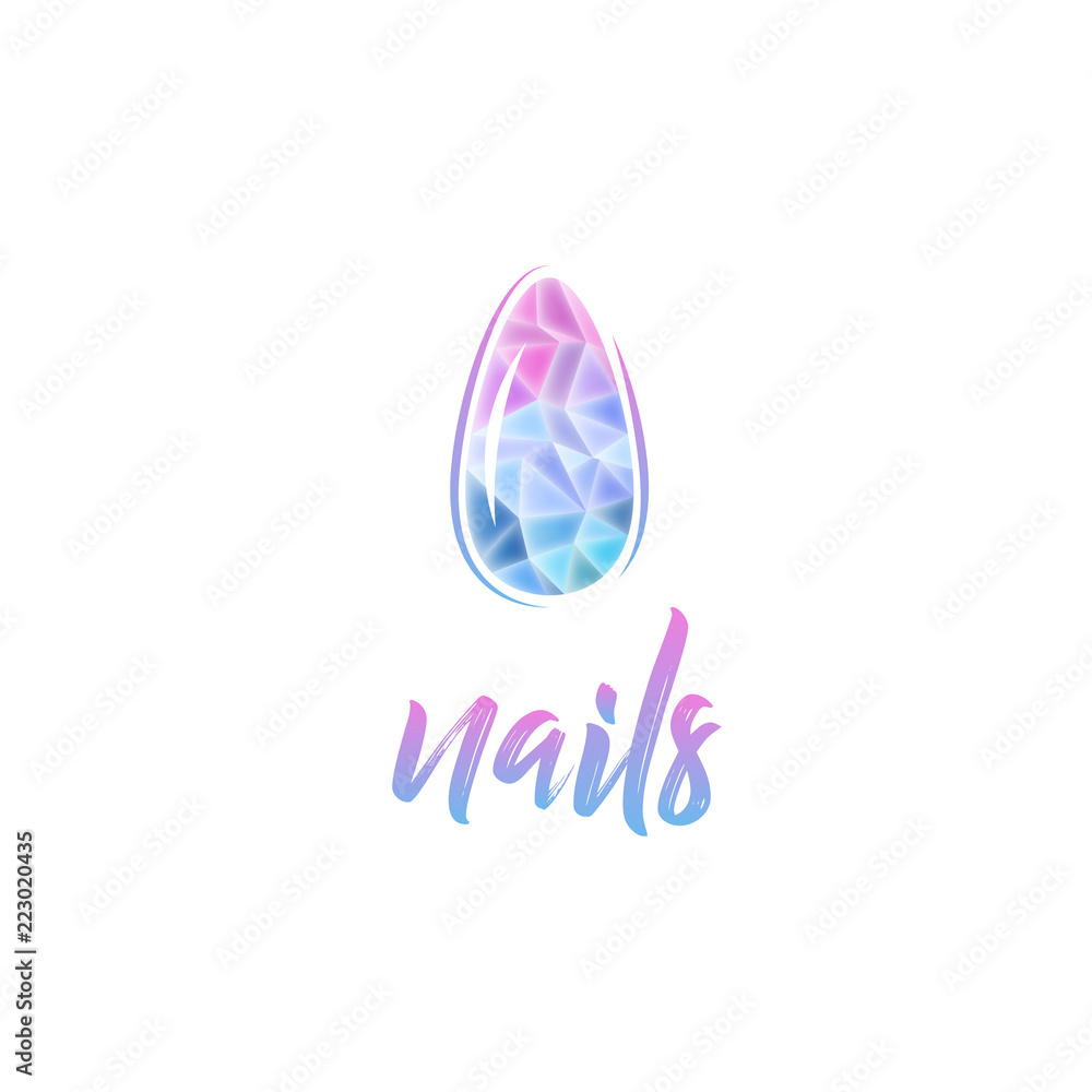 Polygonal fashion crystal nails logo, symbol. For the beauty salon ...