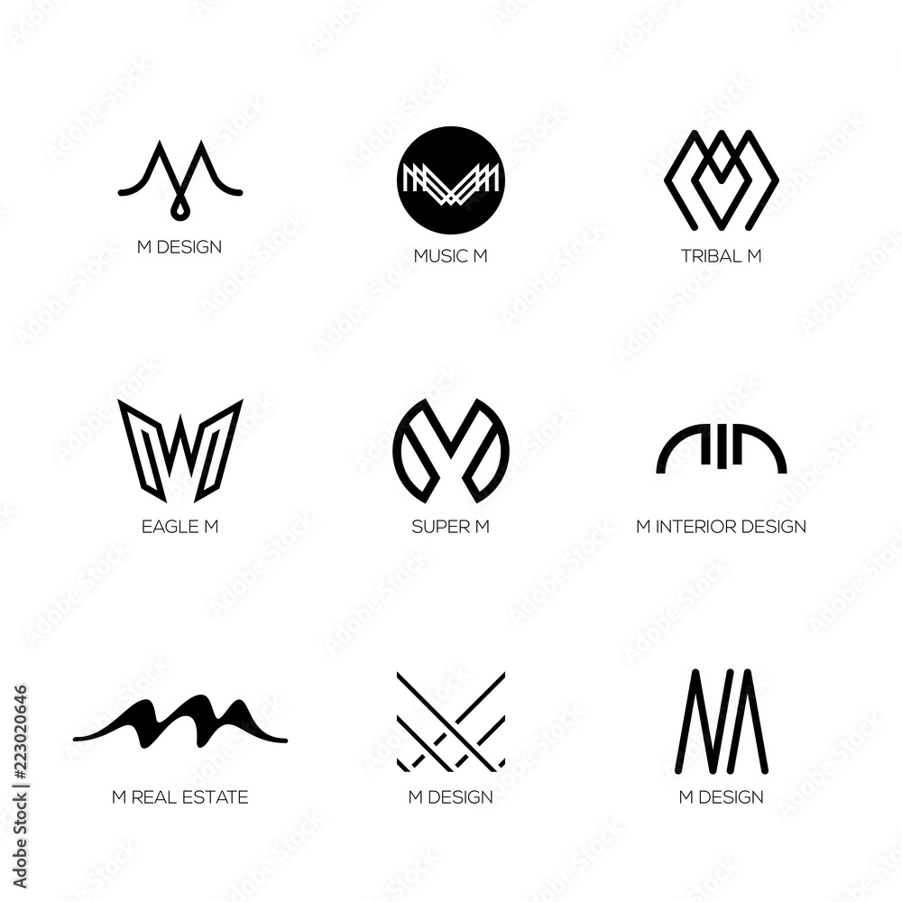 Letter M Logo collection. Vector Abstract geometric M templates shapes ...