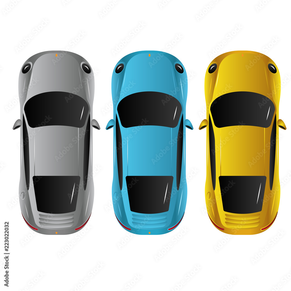 Cartoon Cars Top View