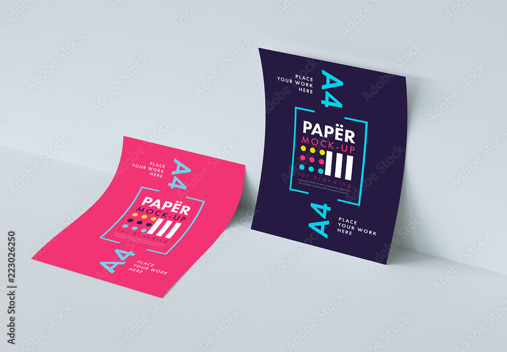 Two Pieces of Paper Mockup Stock Template | Adobe Stock