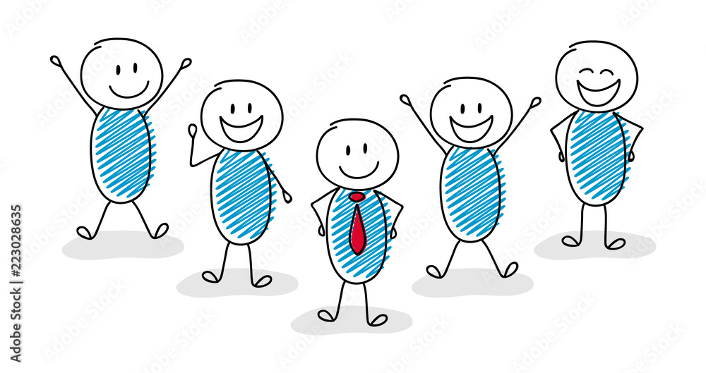 Business image showing group of cartoon characters with leader. Vector ...