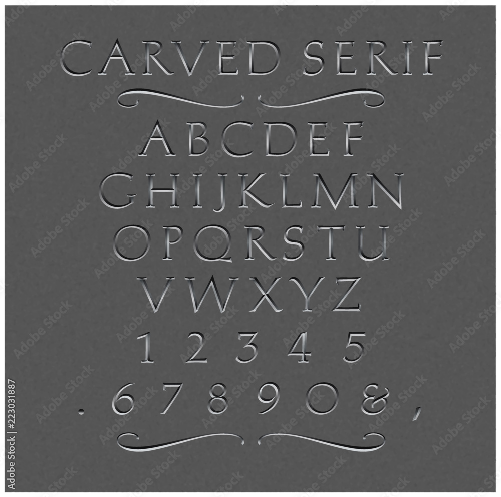 Carved Serif Font in Stone Stock Vector | Adobe Stock
