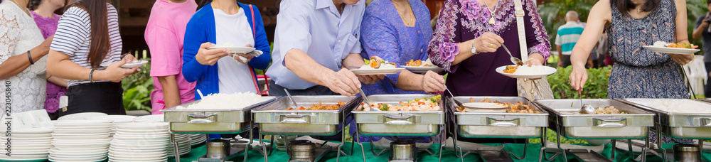 Food Buffet Catering Dining Eating Party Sharing Concept.people group ...