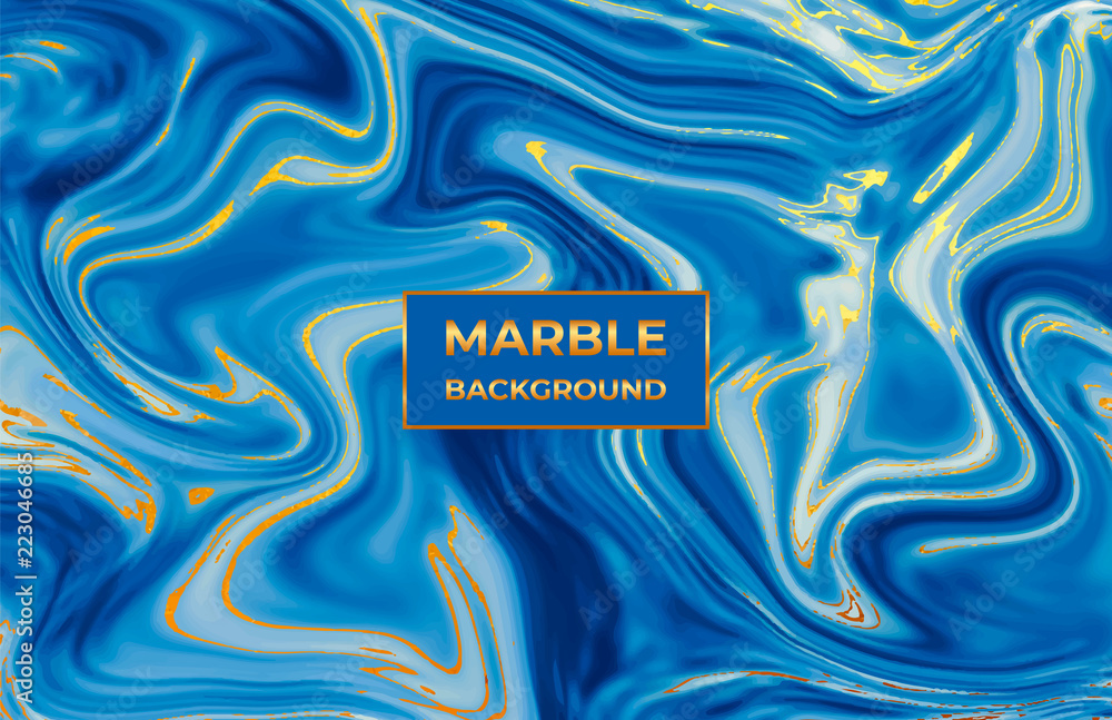 Liquid blue marble texture. Ink ripples watercolor design. Fluid ...