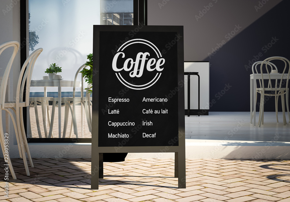 Blackboard Outside Café Mockup Stock Template | Adobe Stock