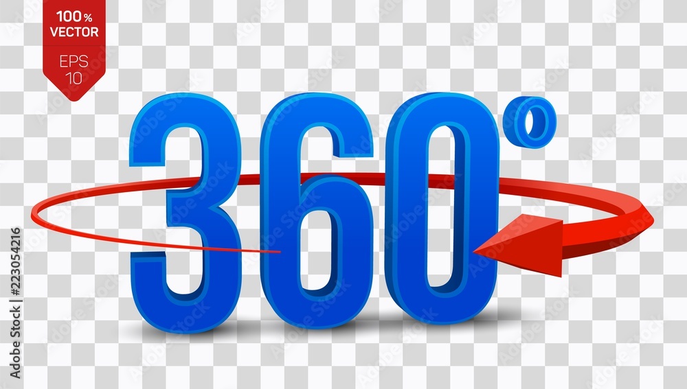 360 degrees sign. 3d isometric Angle 360 degrees view icon isolated on ...