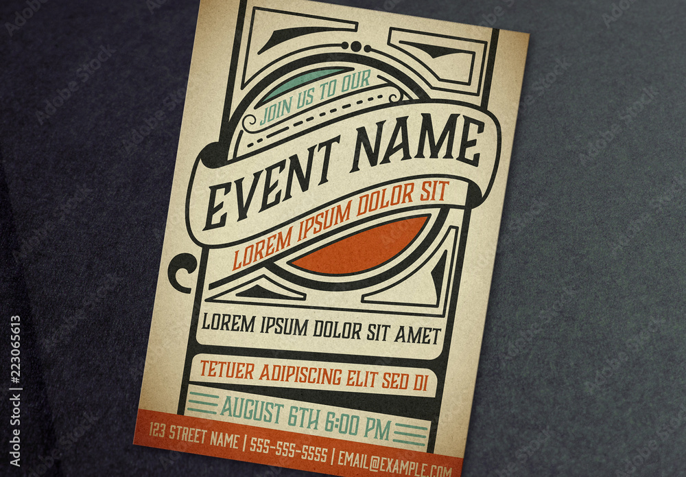 Event Poster Layout with Ornamental Elements Stock Template | Adobe Stock