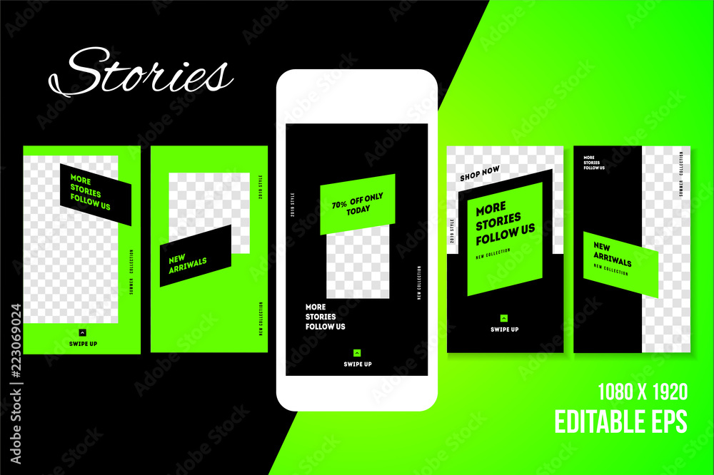 Editable Social media Stories vector template Stock Vector | Adobe Stock
