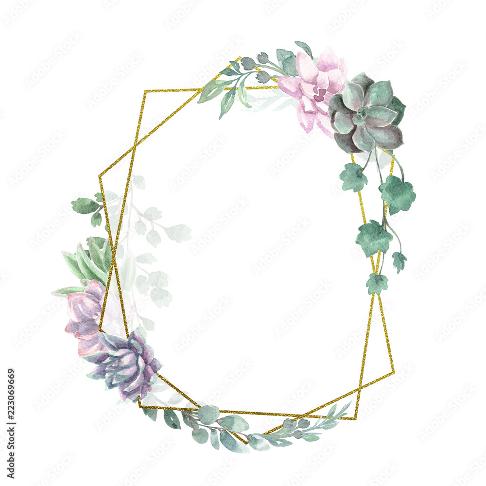 Watercolor Geometric Frame Stock Illustration | Adobe Stock