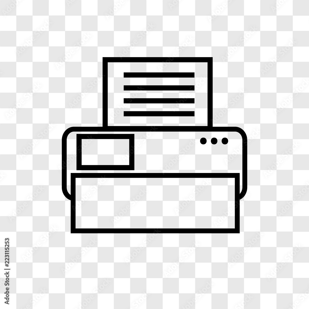 Printer vector icon isolated on transparent background, Printer logo ...